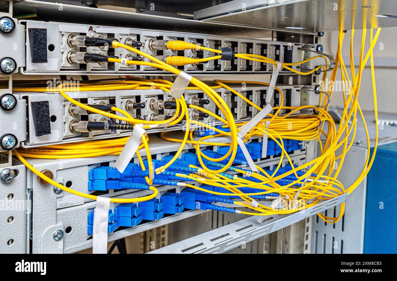 fiber optic active and passive equipment inside network infrastructure ...