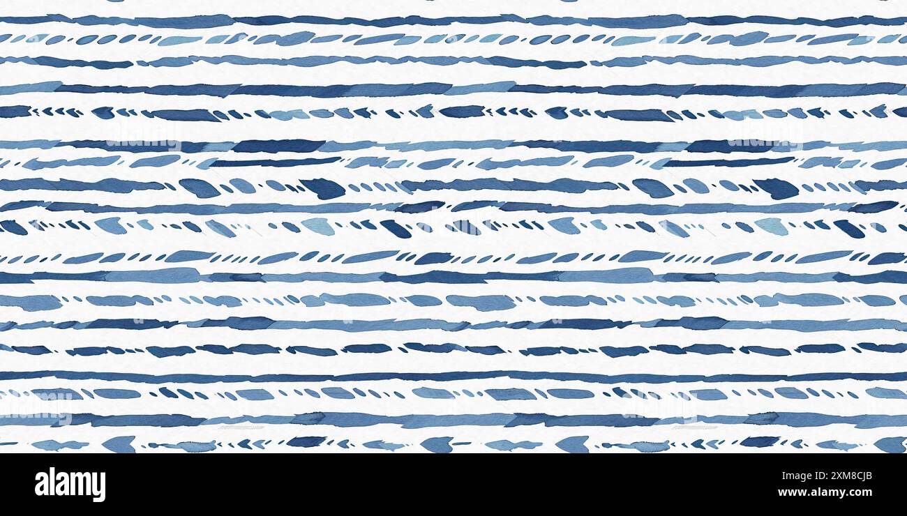 Summery ikat zig zag border pattern in painterly brushstroke digital ...