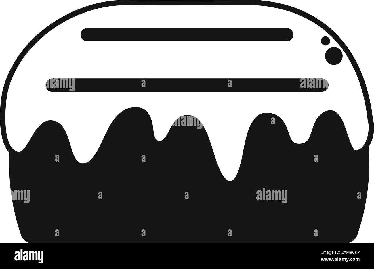 Simple black and white loaf cake with icing dripping down sides, from ...