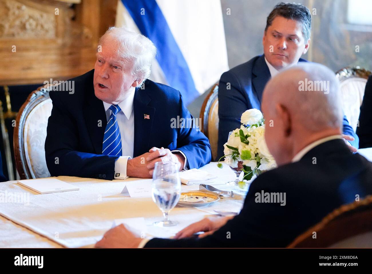 Republican presidential candidate former President Donald Trump meets ...