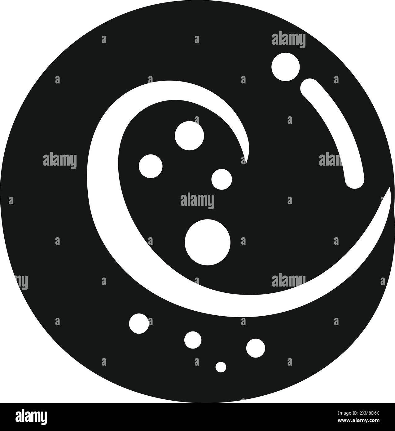 Minimalist design featuring a black circle with an abstract white swirl ...