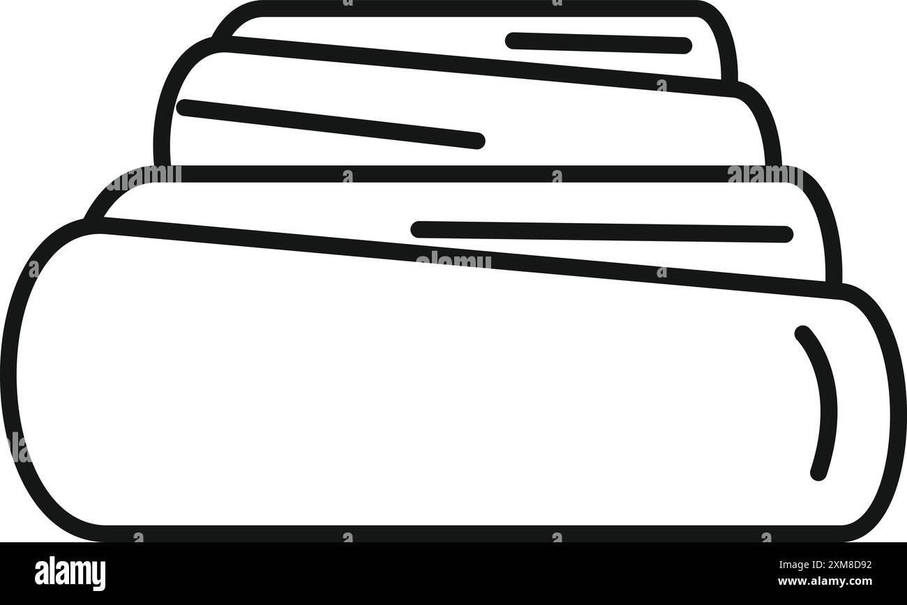 Line drawing of fluffy towels stacked neatly on top of one another ...