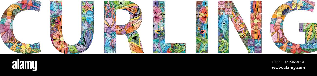 Word CURLING. Vector zentangle object for decoration Stock Vector Image ...