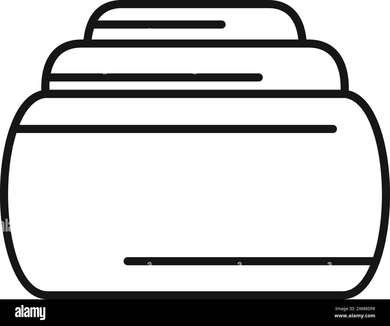 Simple line drawing of a cosmetic cream jar open with three distinct ...