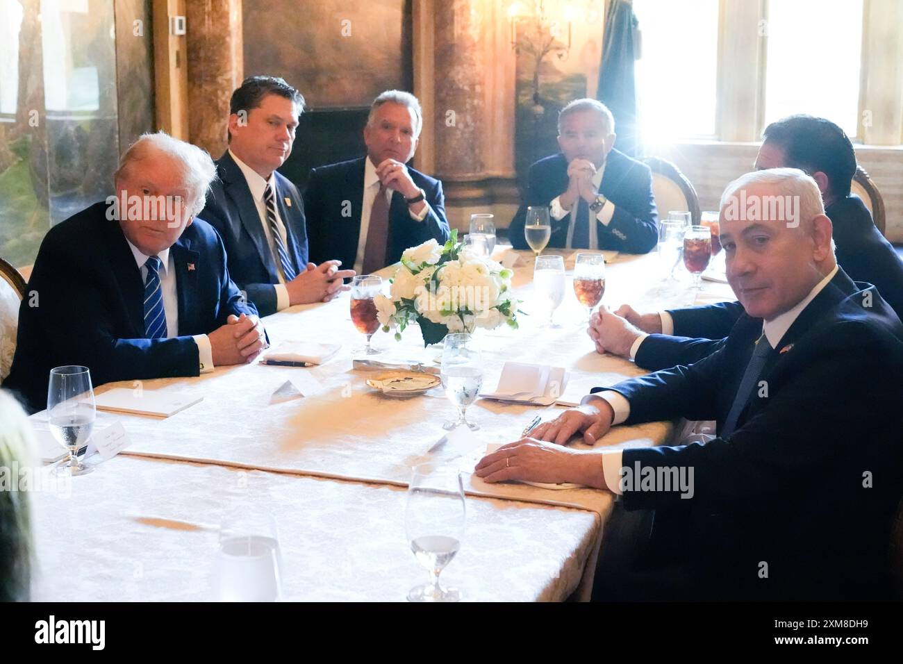 Republican presidential candidate former President Donald Trump meets ...