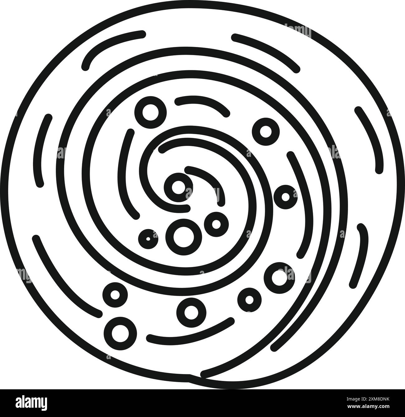 Abstract spiral shape forming a circular pattern with lines and circles ...
