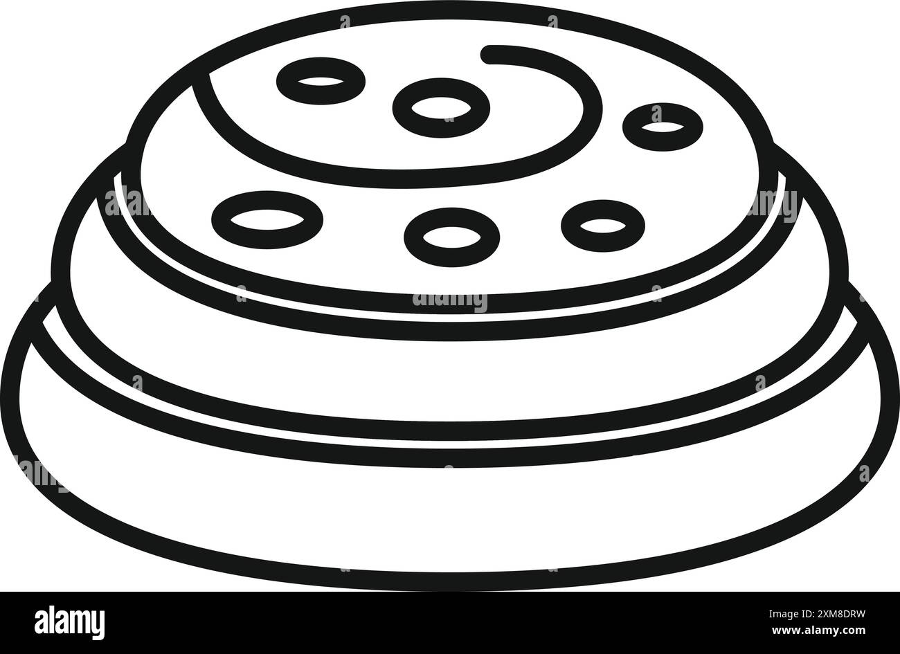 Round chocolate candy with filling forming three layers, tempting sweet ...