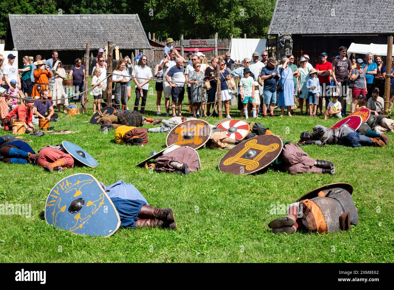 VIKING MARKET, SALTVIK, ÅLAND, FINLAND - JULY 26 2024: Soldiers lay ...