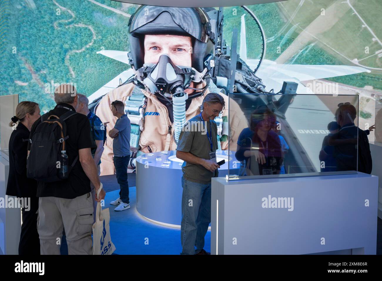 Military technology and an interactive exhibit for visitors at one of ...