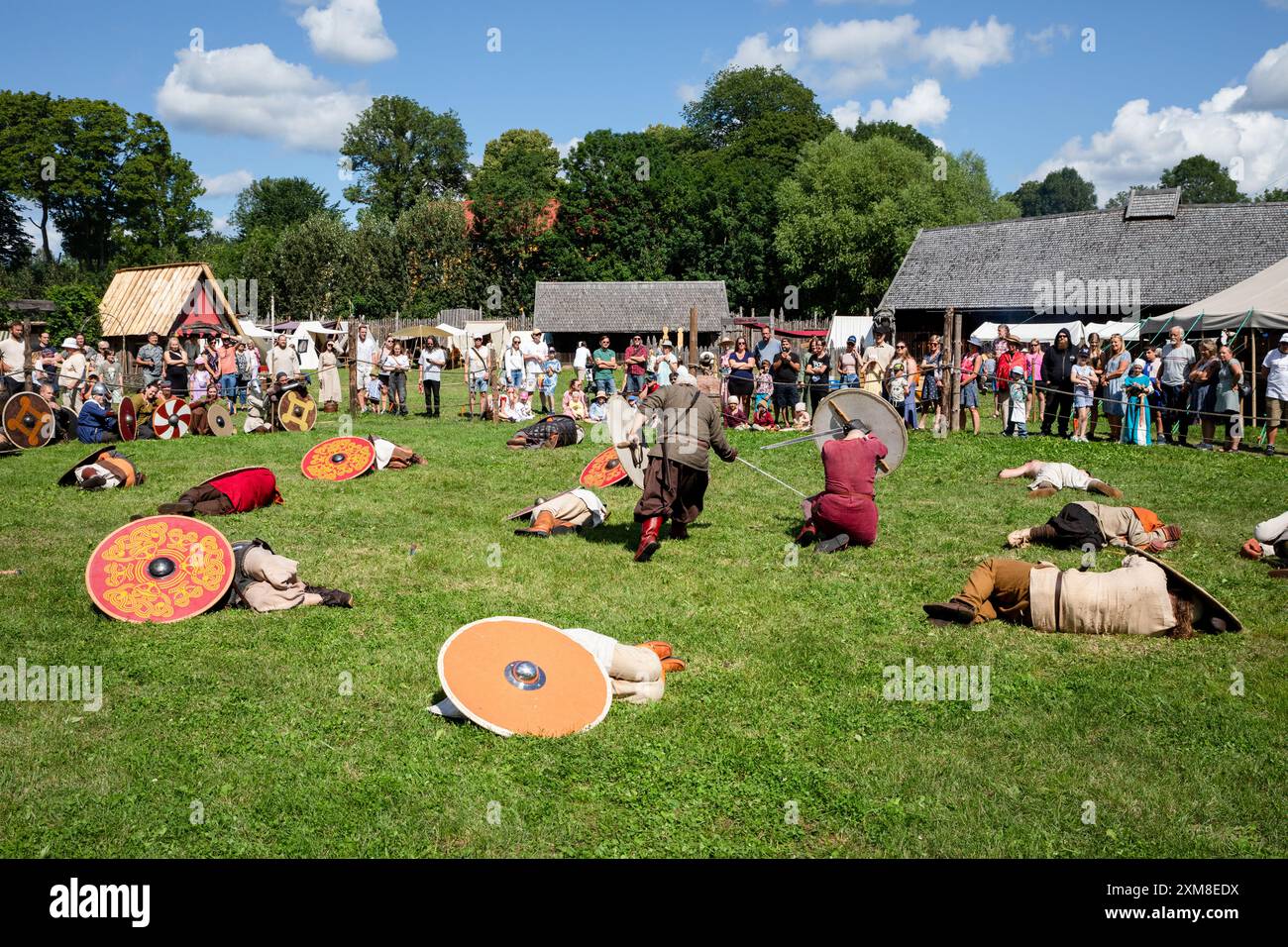 VIKING MARKET, SALTVIK, ÅLAND, FINLAND - JULY 26 2024: Two small armies ...