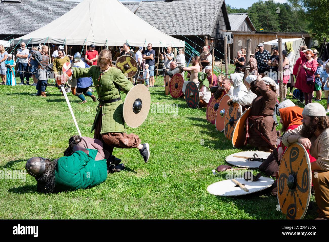 VIKING MARKET, SALTVIK, ÅLAND, FINLAND - JULY 26 2024: Two small armies ...