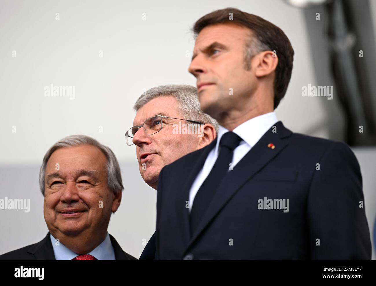 Emmanuel Macron, President of France, alongside Thomas Bach, President ...