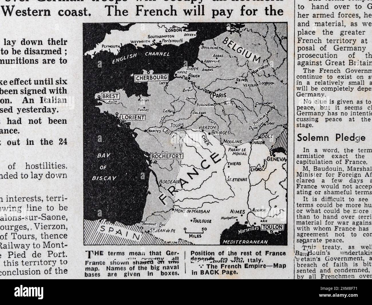 Map showing Battle of France on the front page of the Daily Mail ...