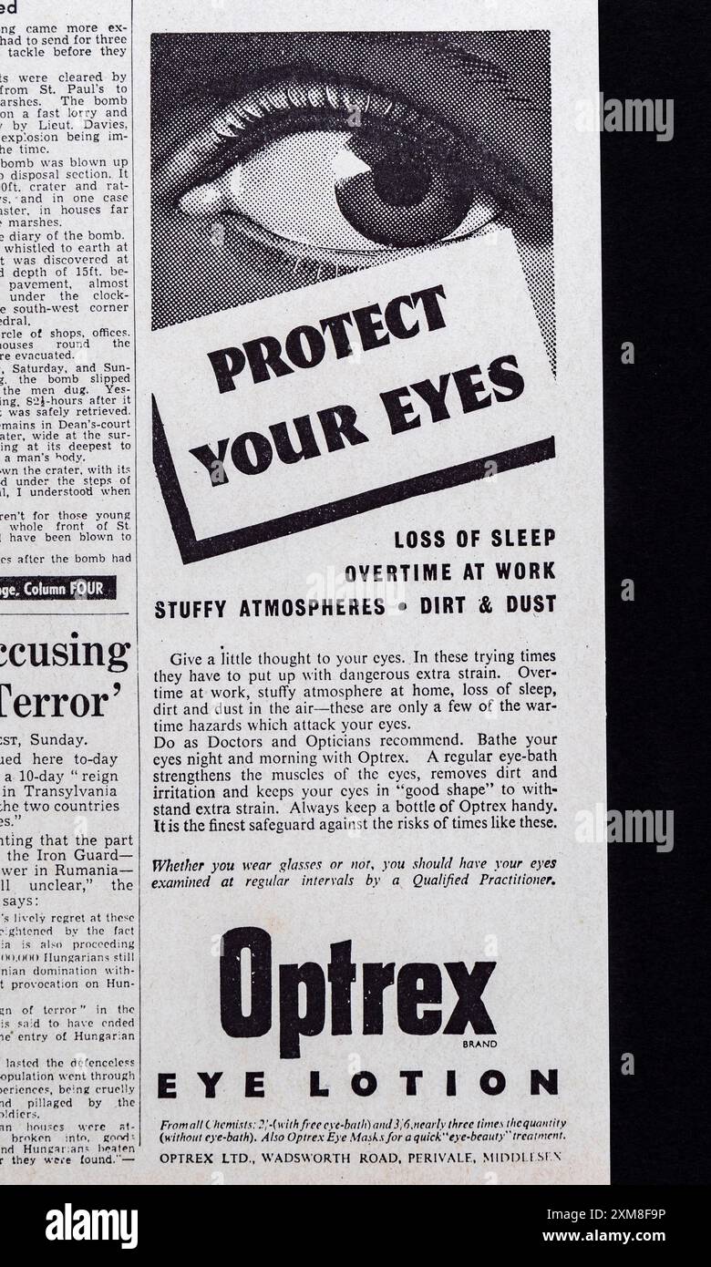Advert for Optrex Eye Lotion in the Daily Mail (replica), 16th ...