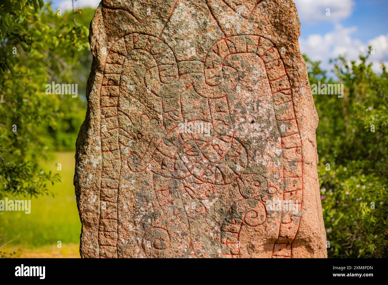 Ancient Viking runestone in the counryside of centrsl Sweden Stock ...