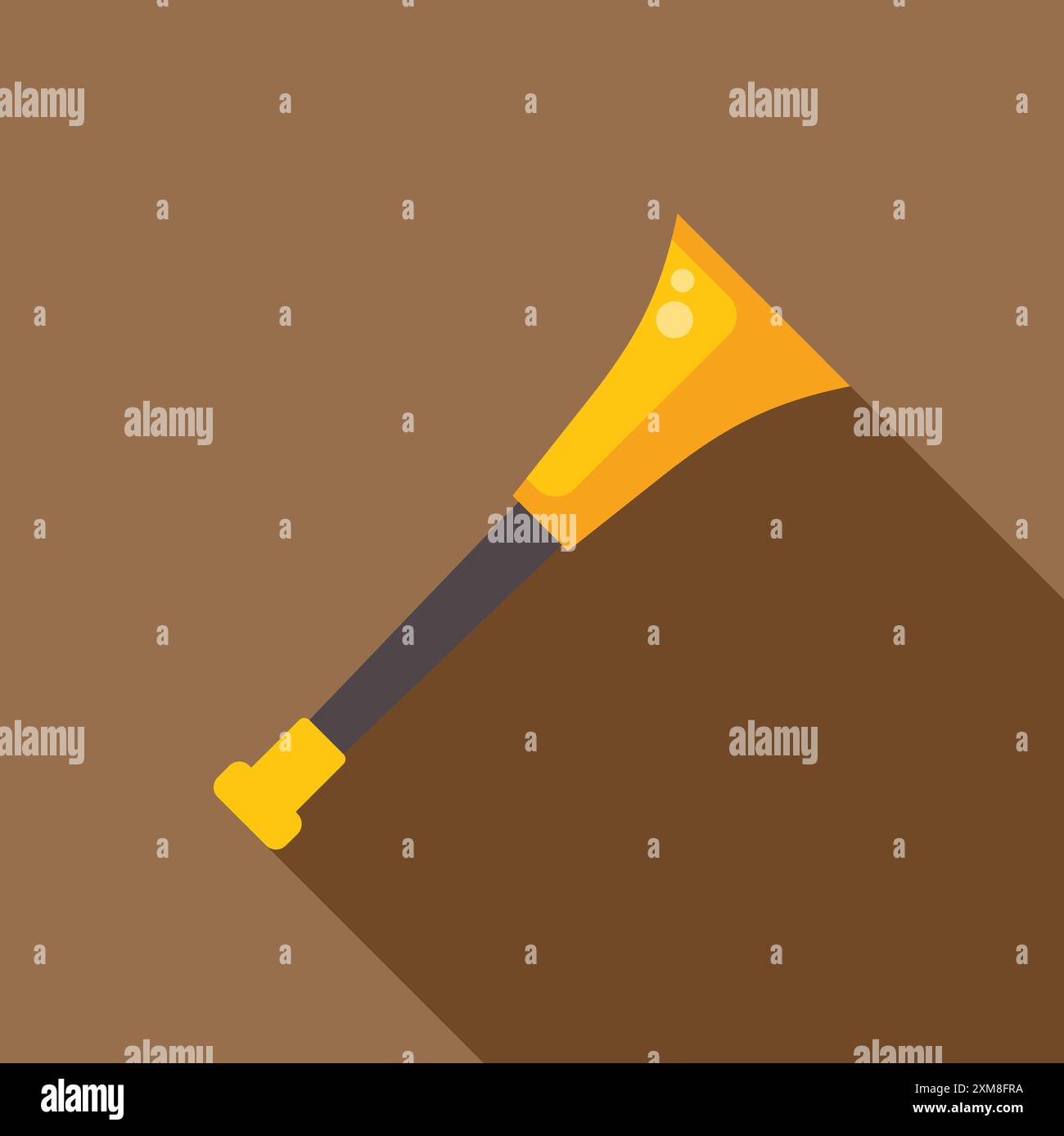 Golden vuvuzela making loud noise, plastic horn used by fans during ...