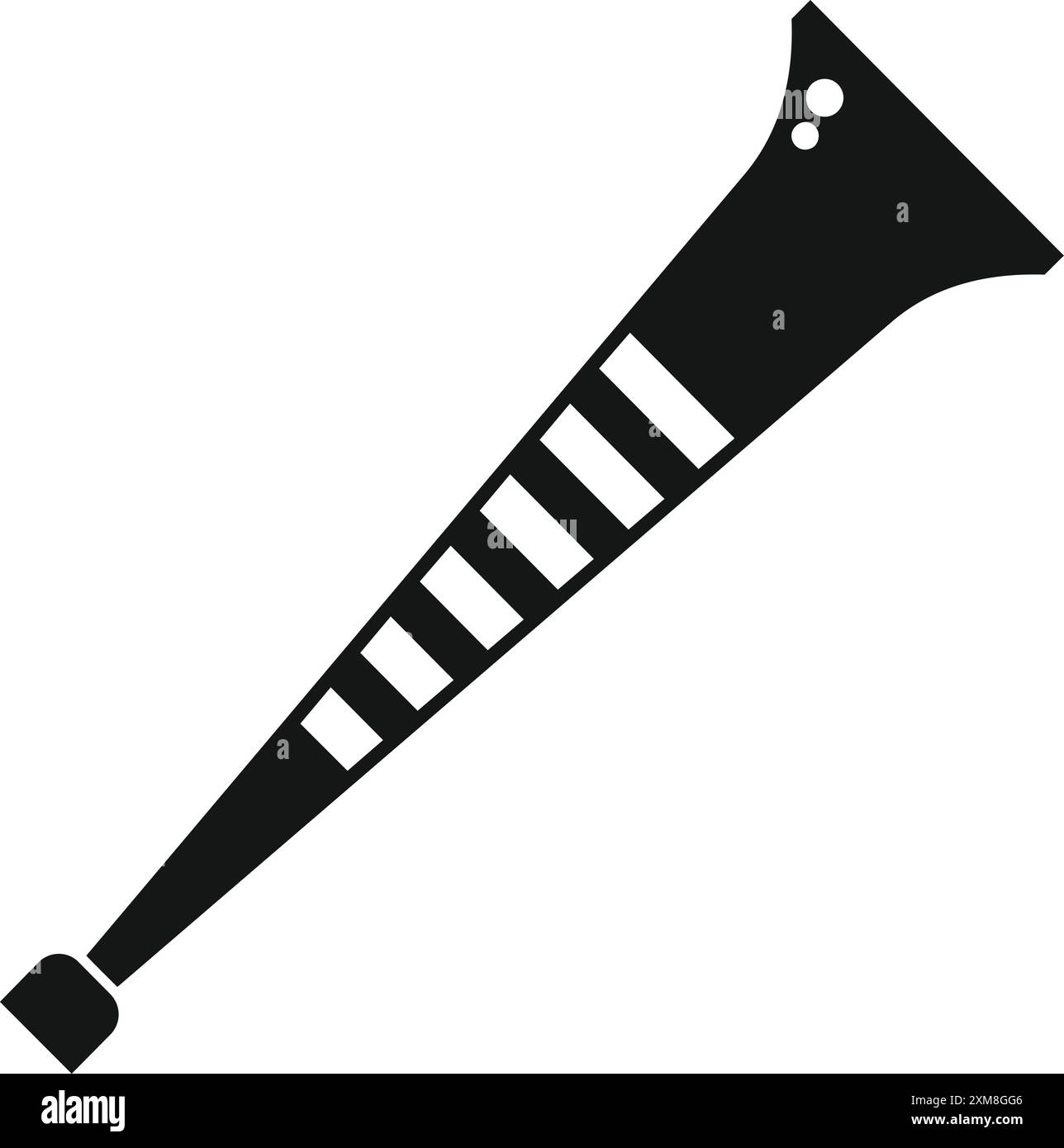 Simple black and white icon of a vuvuzela, a blowing horn popularized ...