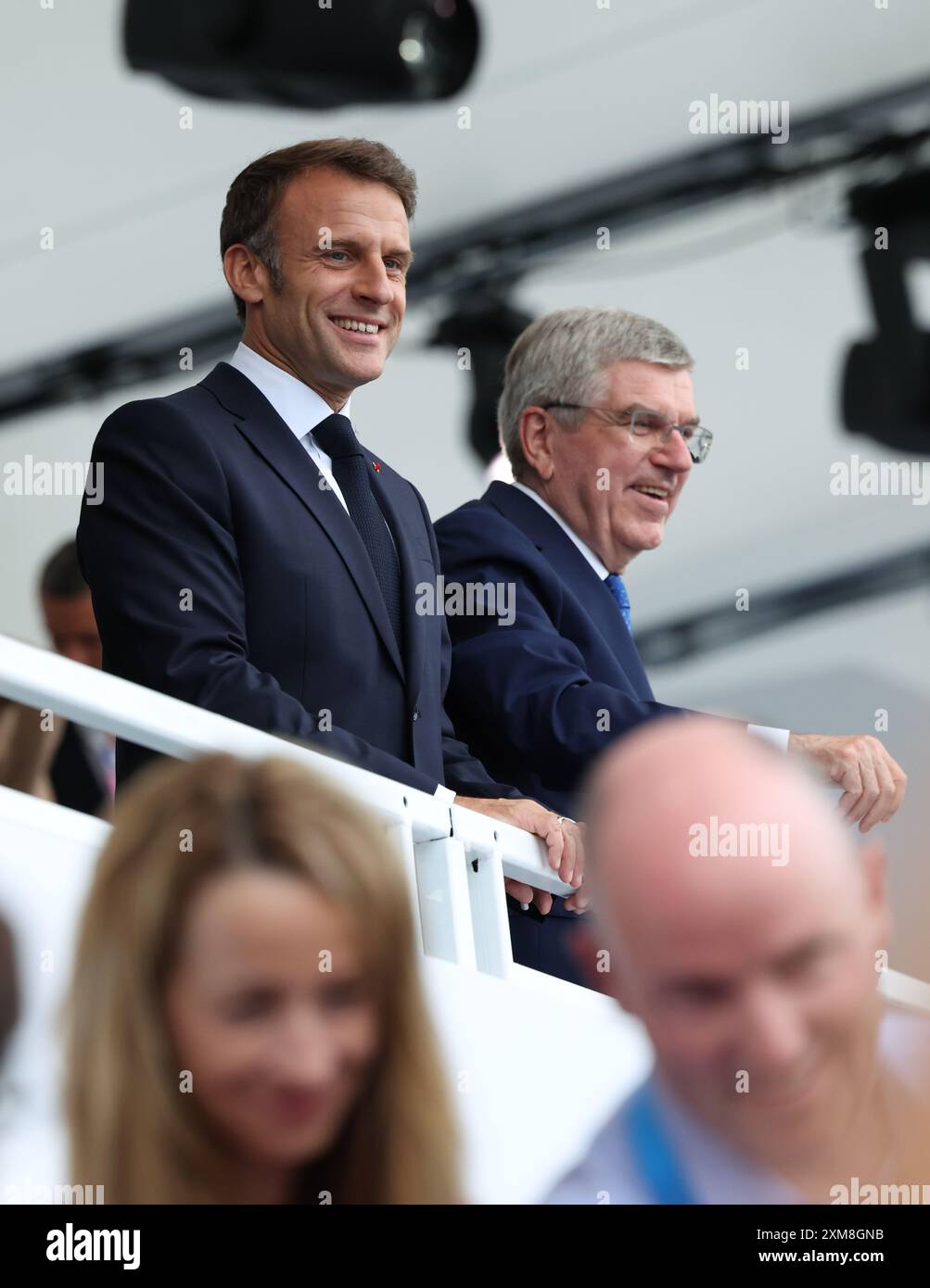 Paris, France. 26th July, 2024. French President Emmanuel Macron (L ...