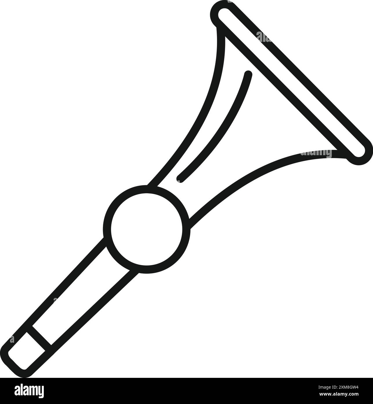 Simple black and white icon of a bugle horn, a brass instrument used ...
