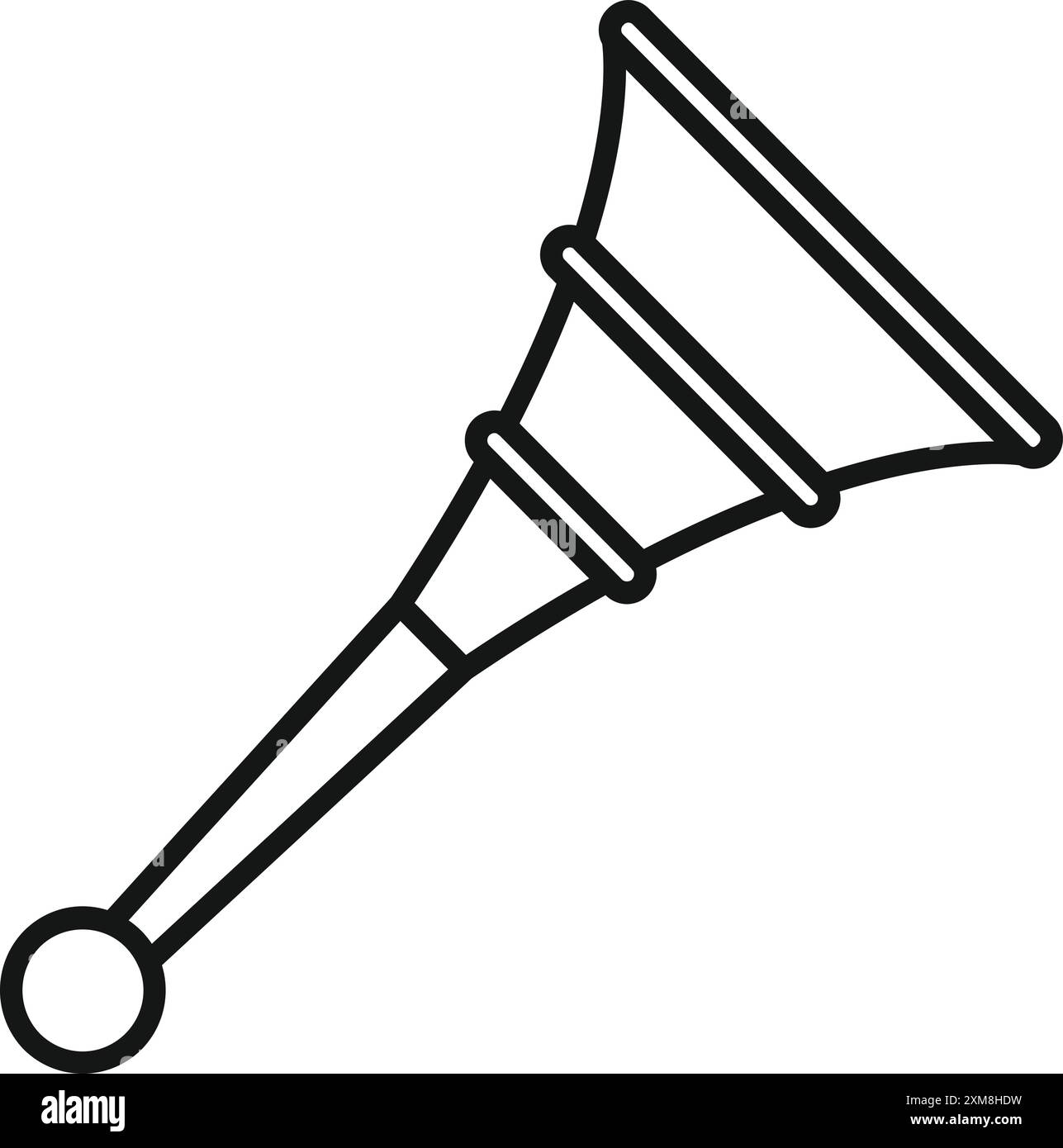 Simple black line art of a vuvuzela horn, a loud instrument often used ...