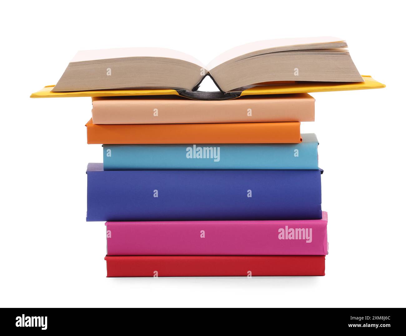 Stack of colorful books isolated on white Stock Photo - Alamy
