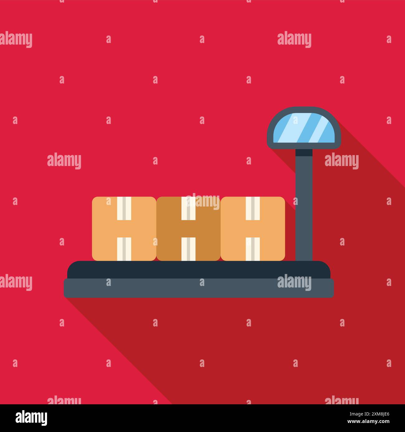 Warehouse scale is weighing packages for delivery using digital display ...