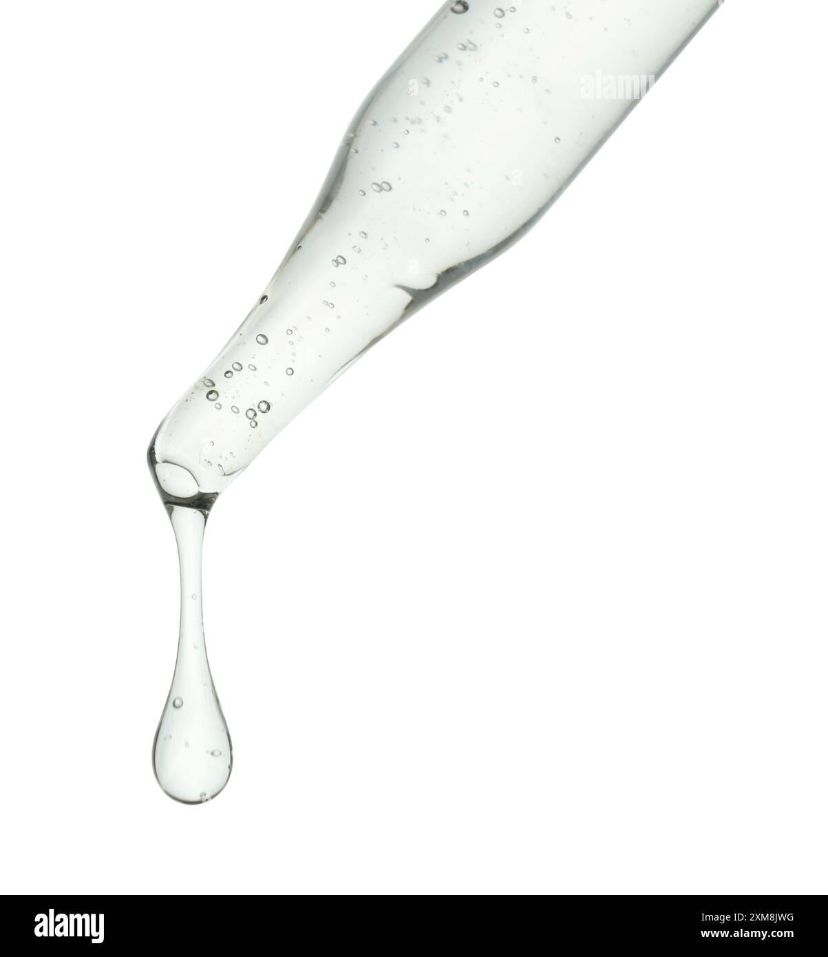 Dripping cosmetic serum from pipette isolated on white Stock Photo - Alamy