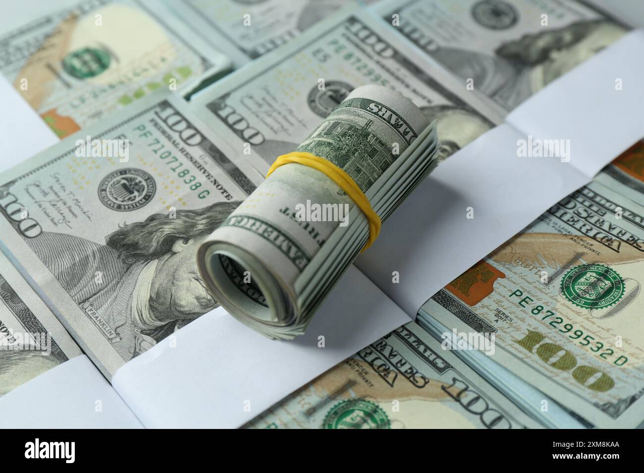 Many dollar banknotes as background, closeup view Stock Photo - Alamy