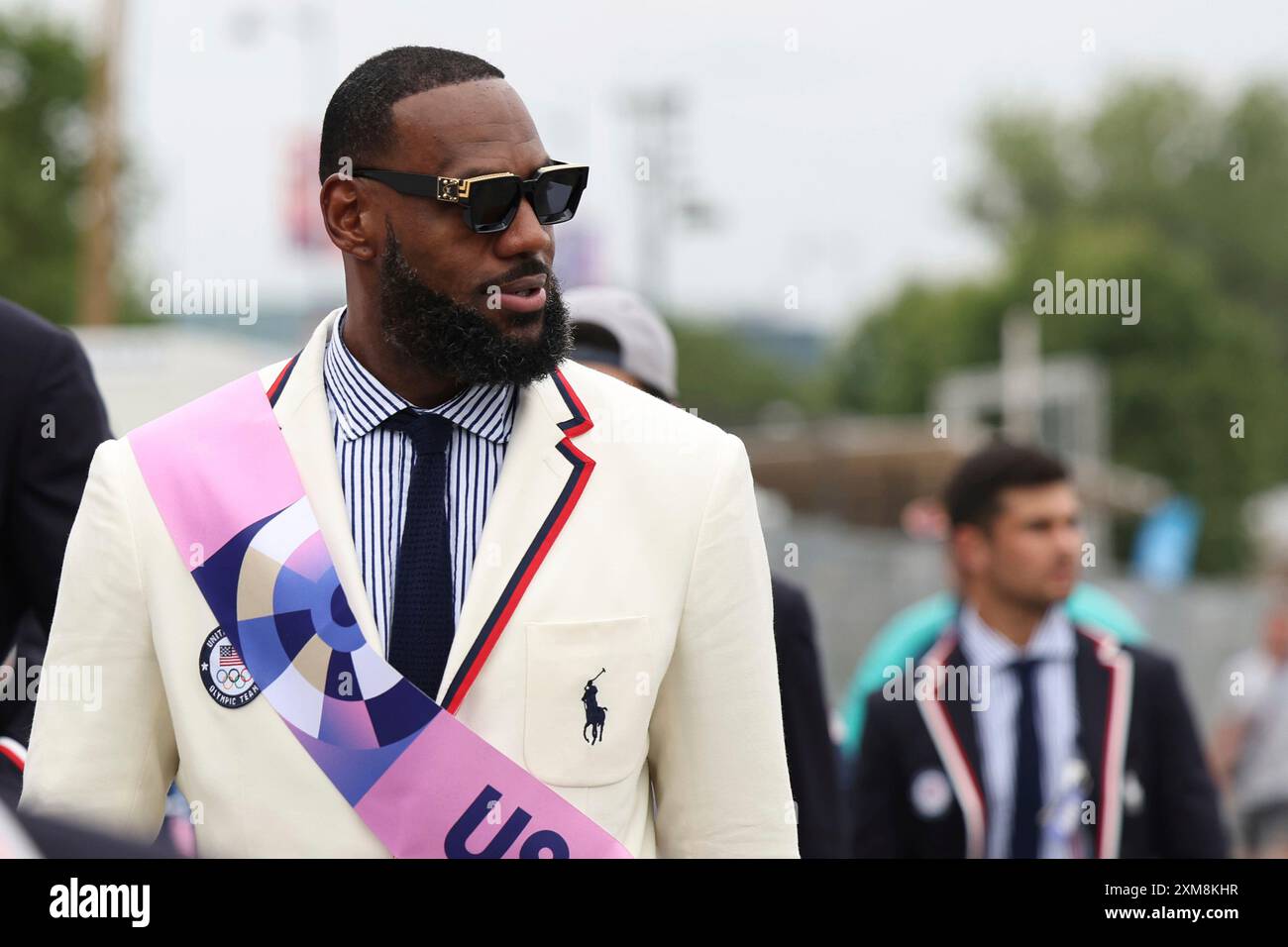 Lebron James looks on prior to the opening ceremony of the 2024 Summer ...
