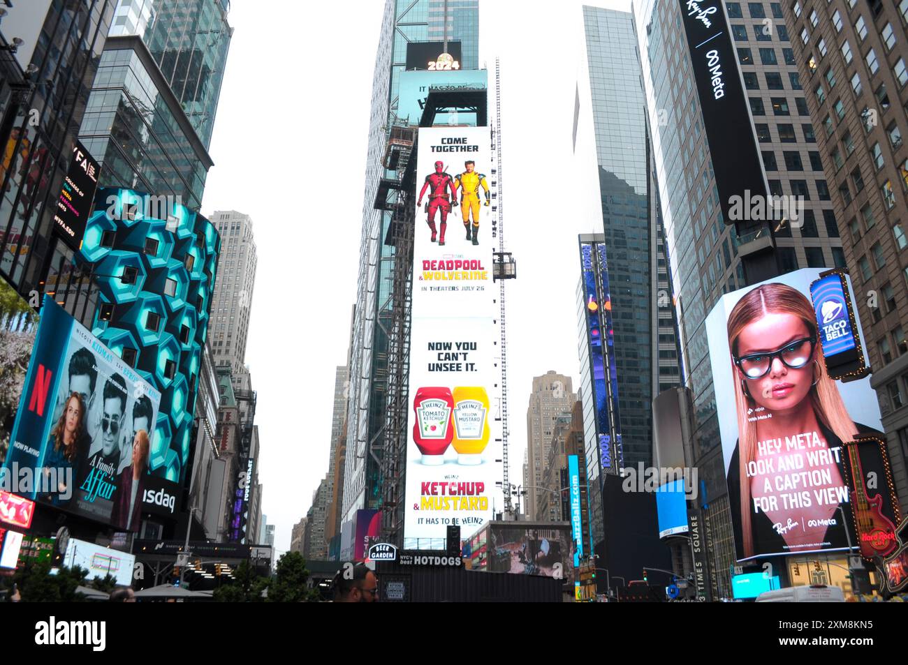 A billboard for the film, Deadpool & Wolverine, is seen in Times Square ...