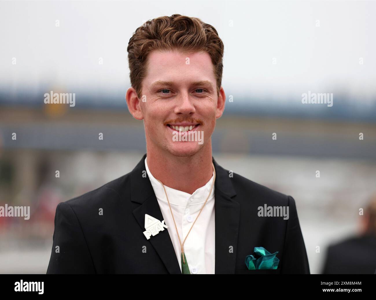 Daniel Hillier of Team New Zealand looks on prior to the opening ...