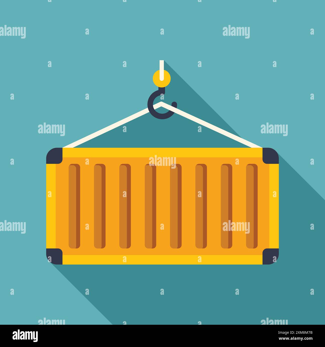 Illustration of a crane hook lifting a shipping container, representing ...