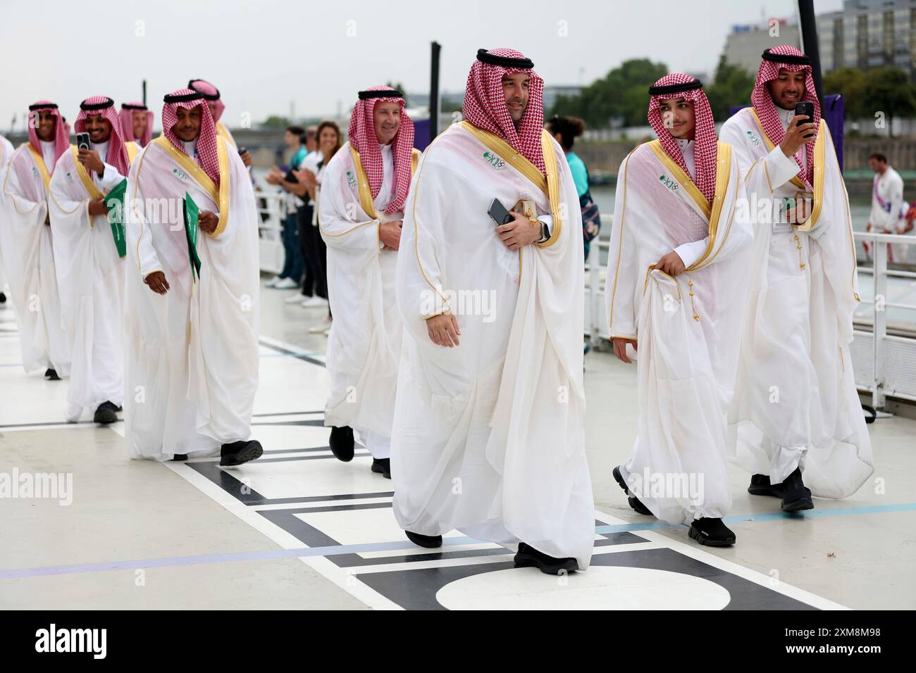 Athletes of Team Saudi Arabia arrive prior to the opening ceremony of ...