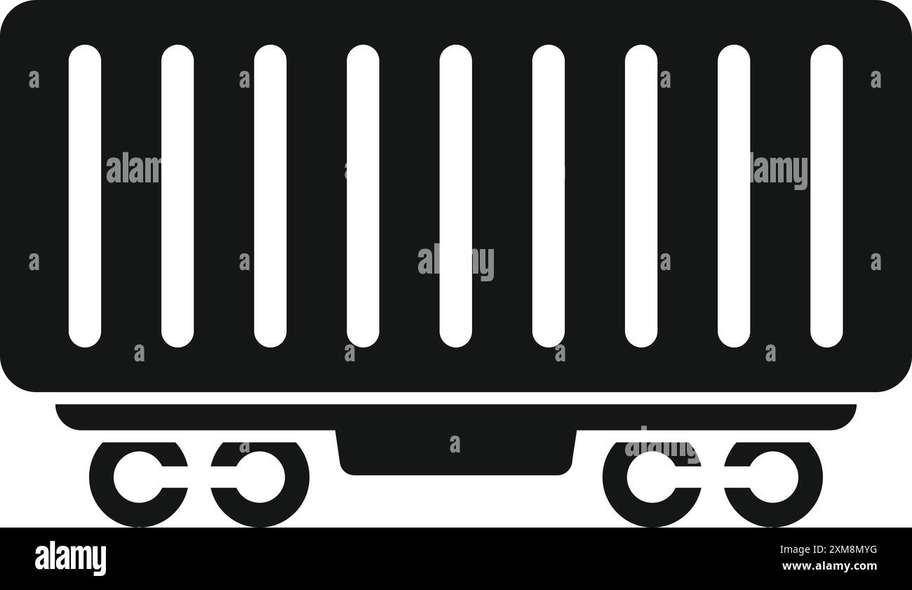 Black silhouette of a freight container standing on a train platform ...