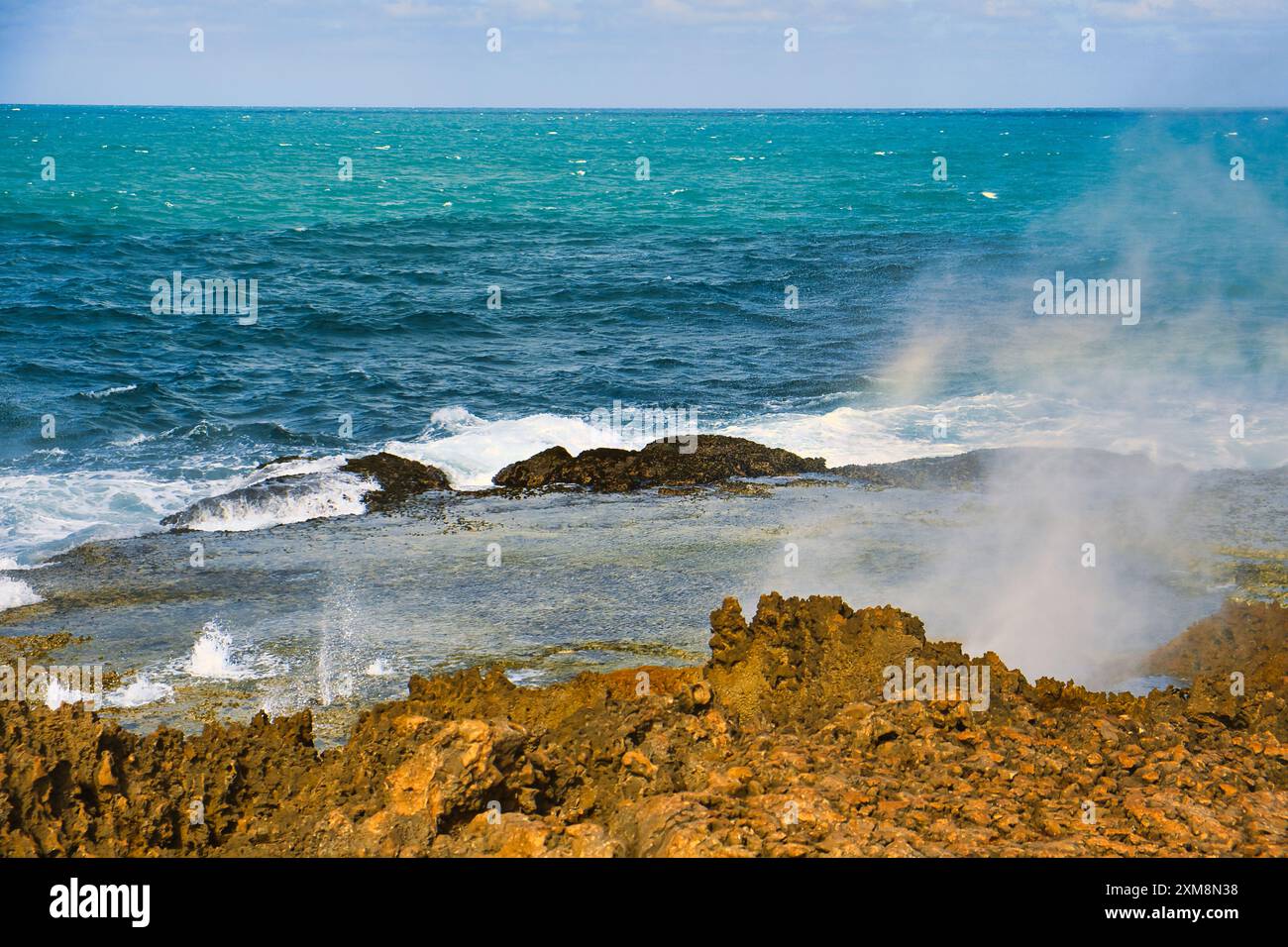 The Point Quobba Blowholes at the remote Coral Coast of the Indian ...