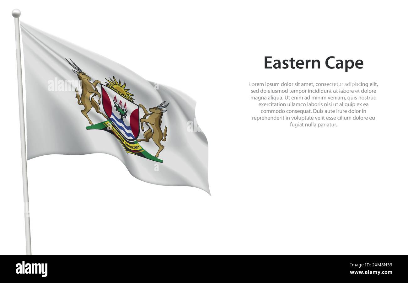 Isolated waving flag of Eastern Cape is a province South Africa on ...