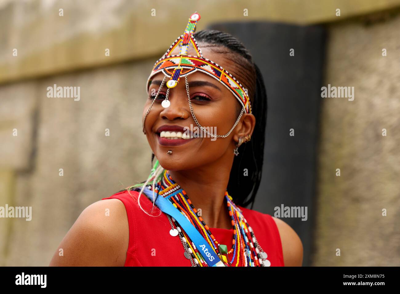 An athlete of Kenya poses for a photo prior to the opening ceremony for ...