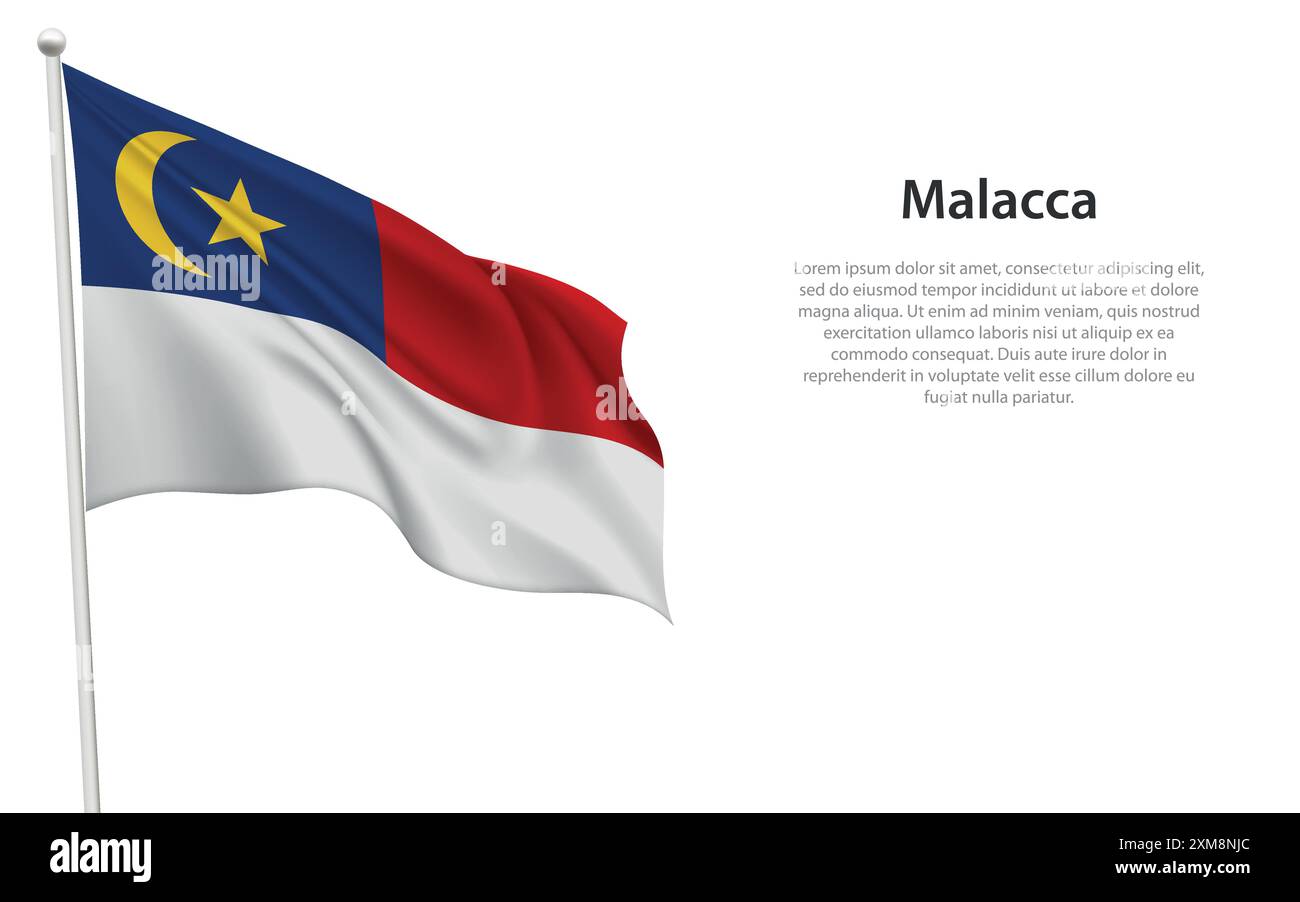 Isolated waving flag of Malacca is a state Malaysia on white background Stock Vector Image & Art ...