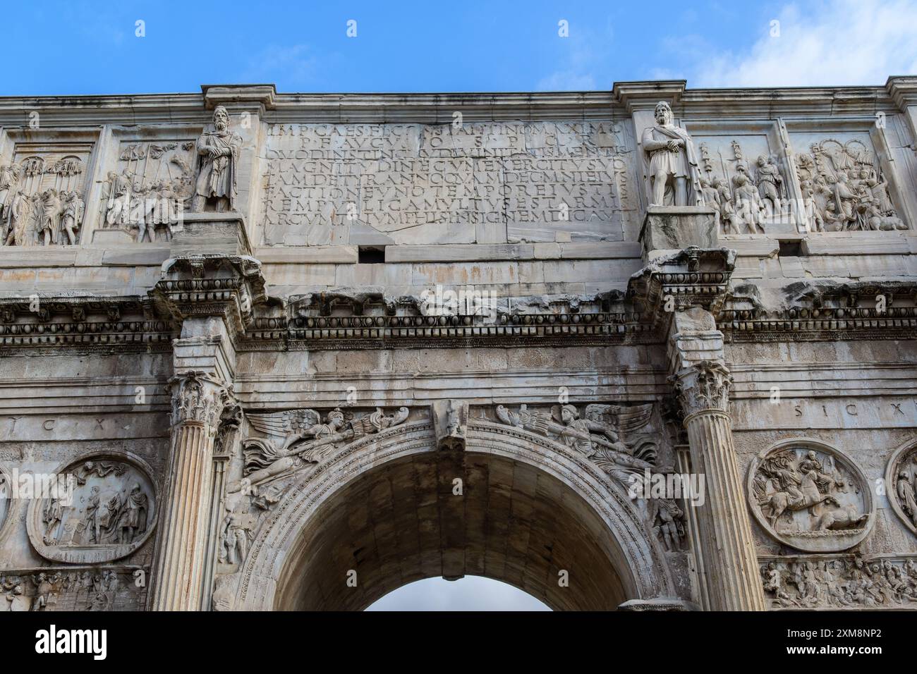 Rome, Italy - October 1, 2019: Detailed view of the Arch of Constantine ...