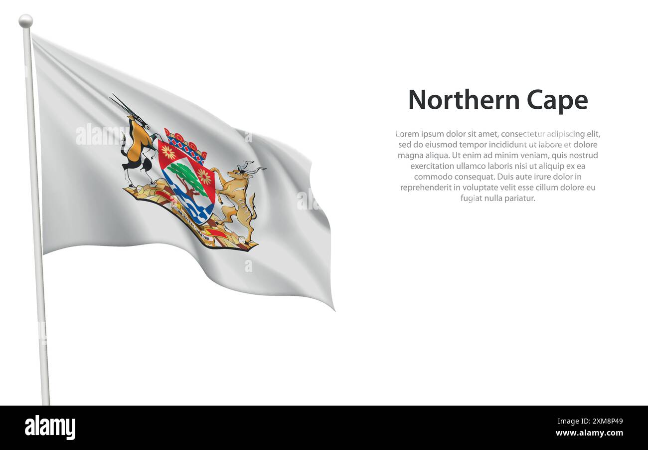 Isolated waving flag of Northern Cape is a province South Africa on ...