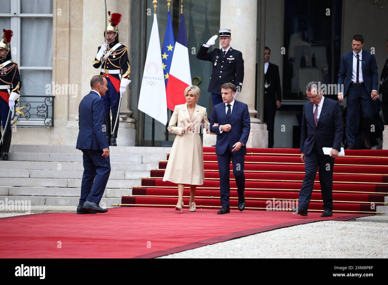 Brigitte Macron and French president Emmanuel Macron attending ...