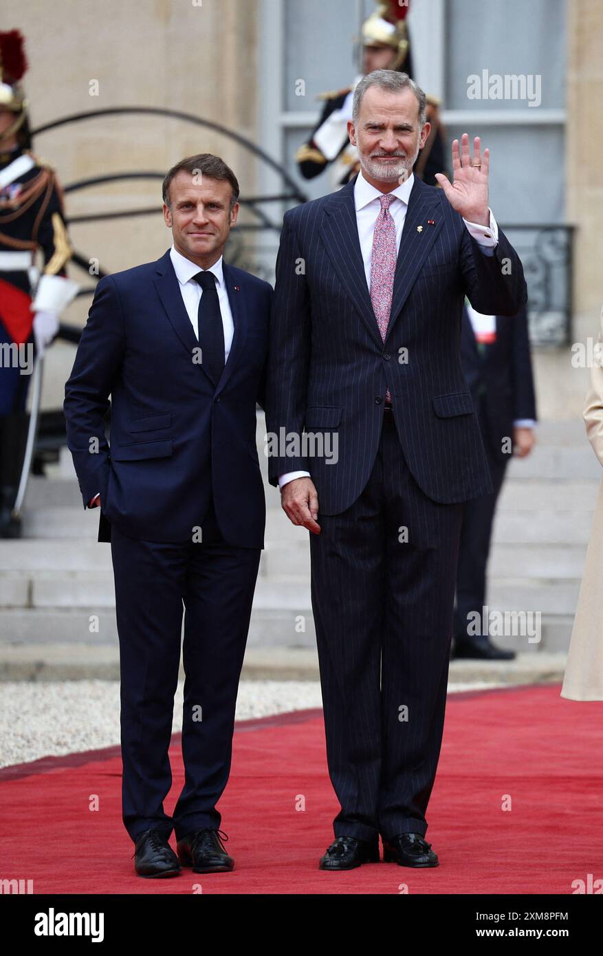 French President Emmanuel Macron, King Felipe of Spain attending ...