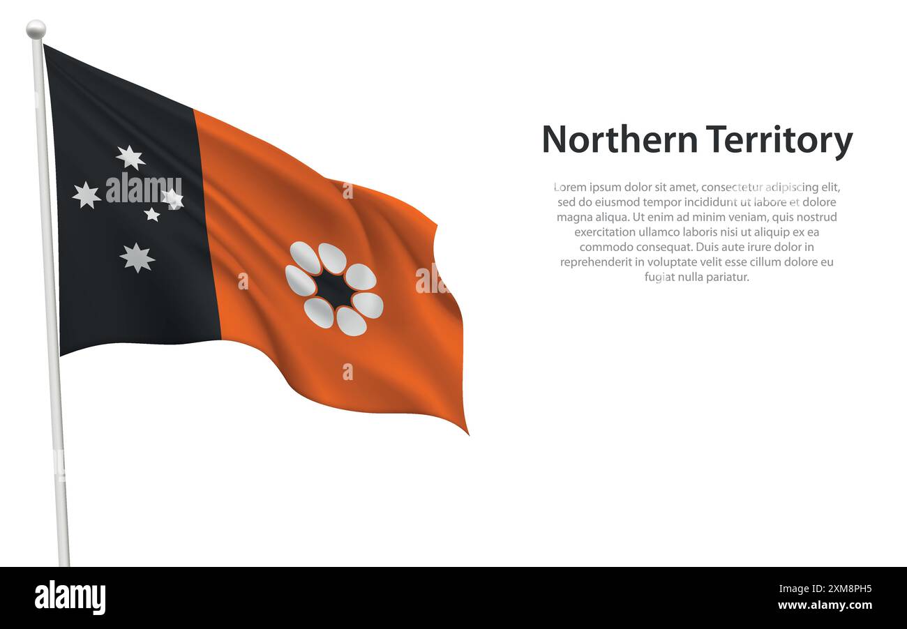 Isolated waving flag of Northern Territory is a state Australia on ...