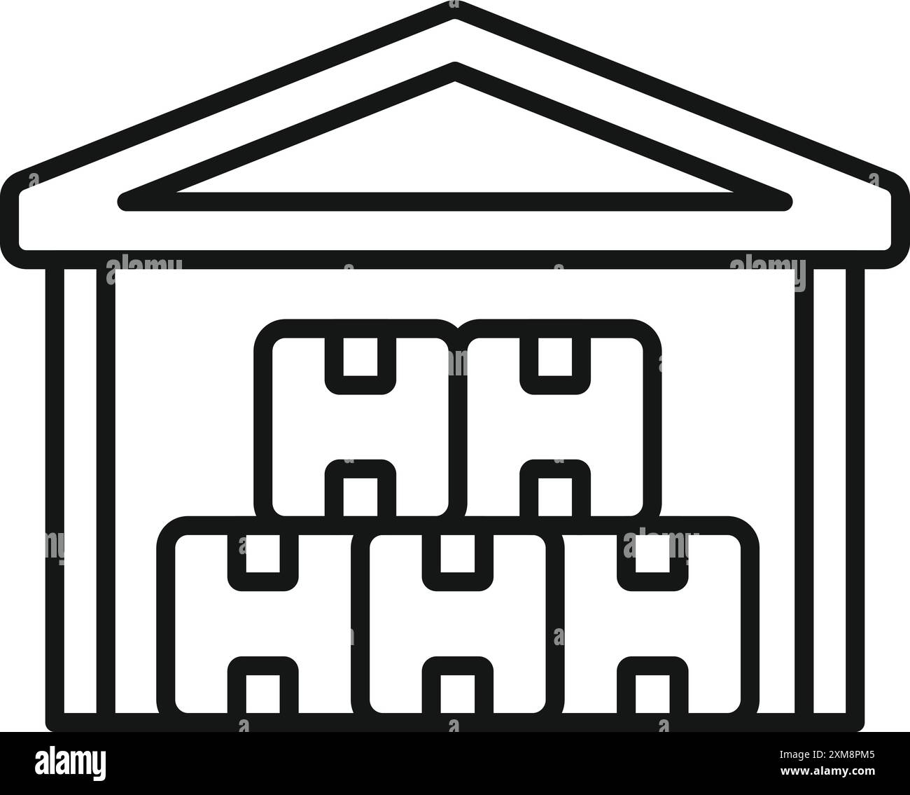 Line drawing of a warehouse storing goods for delivery Stock Vector ...