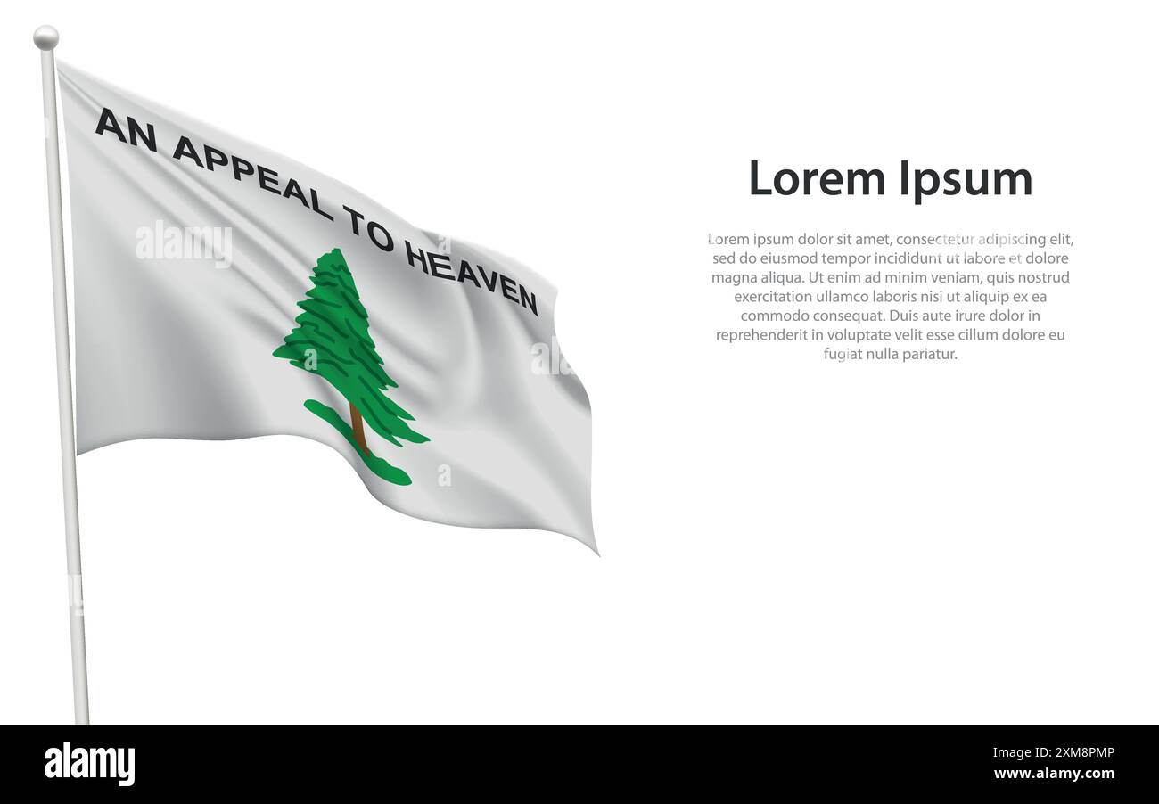 Pine Tree waving historical flag, symbolizing early American ...