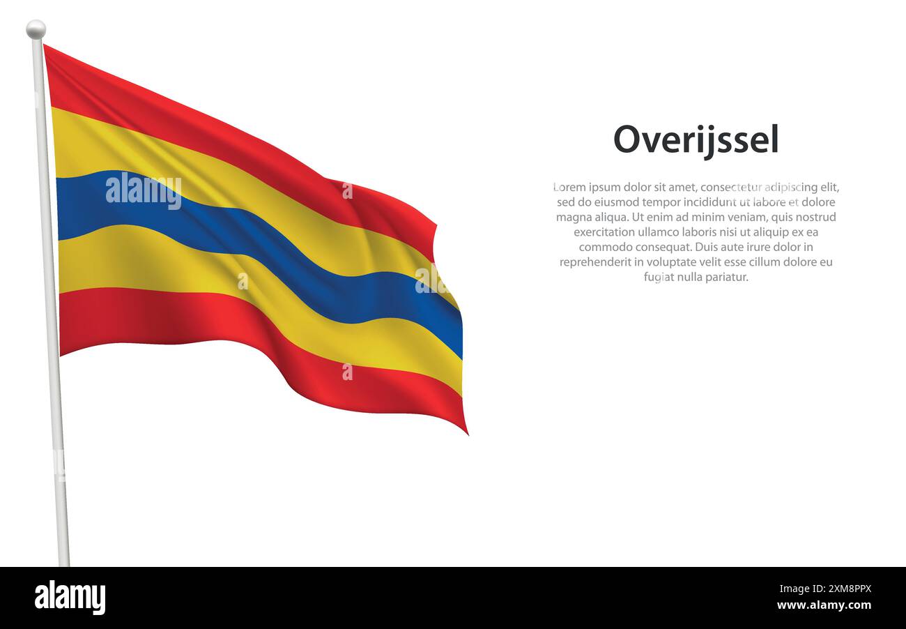 Isolated waving flag of Overijssel is a province Netherlands on white background Stock Vector ...