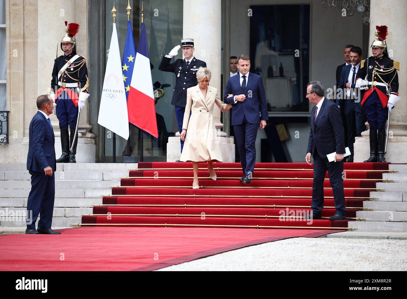 Brigitte Macron and French president Emmanuel Macron attending ...