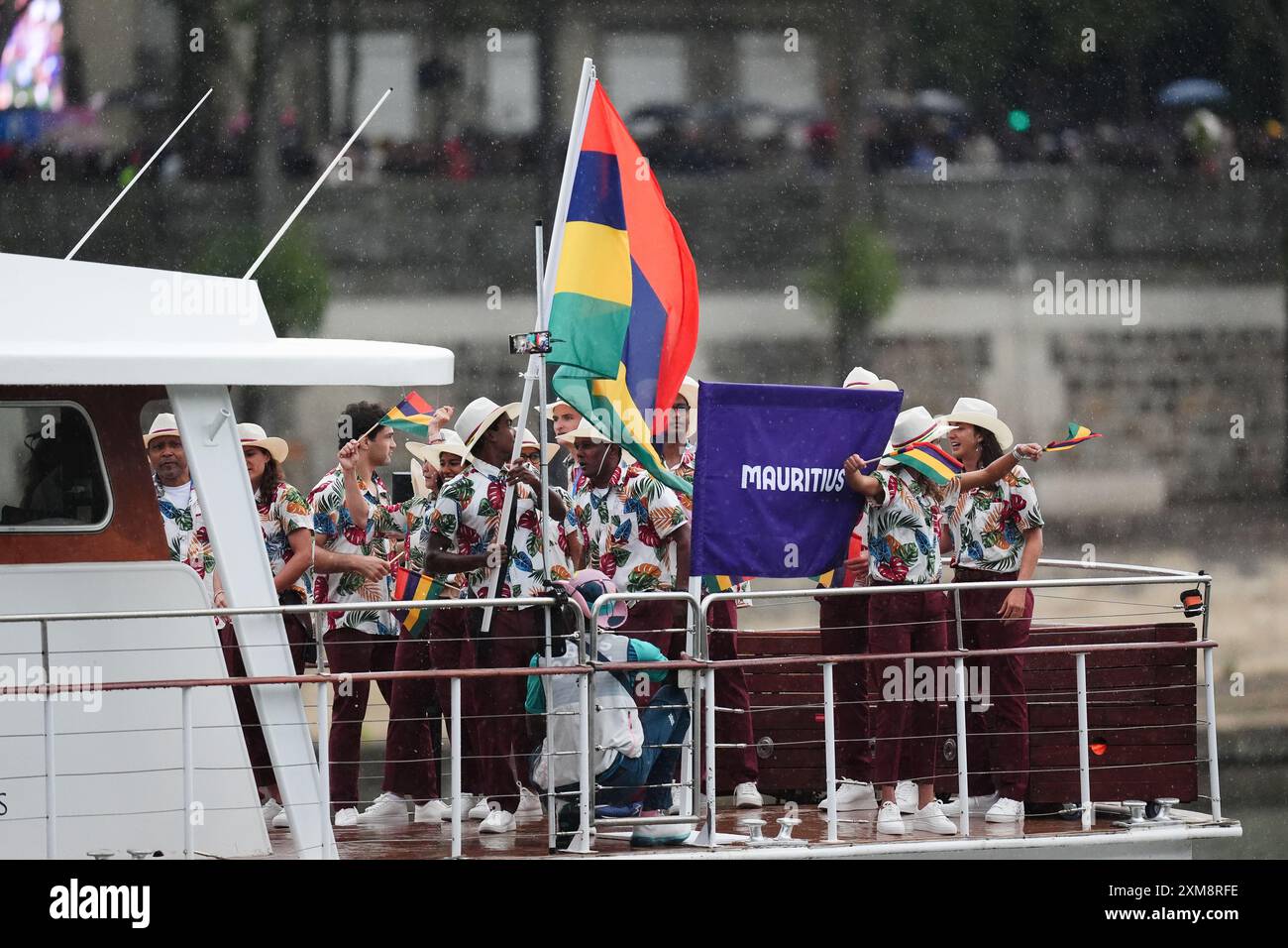 The Mauritius Olympic Team during the opening ceremony of the Paris ...