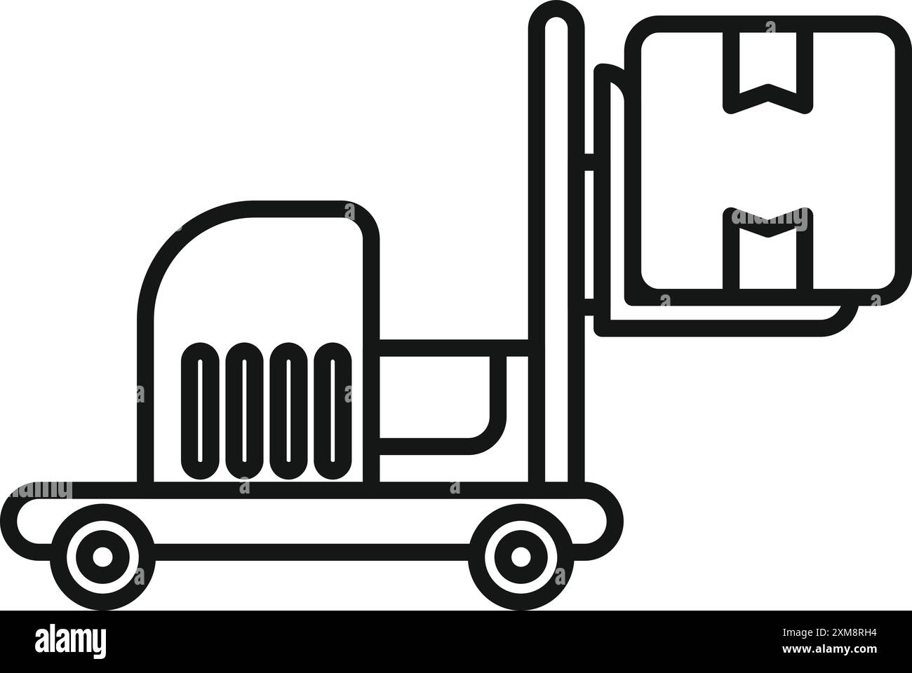 Simple outline icon of a forklift carrying a box, perfect for ...