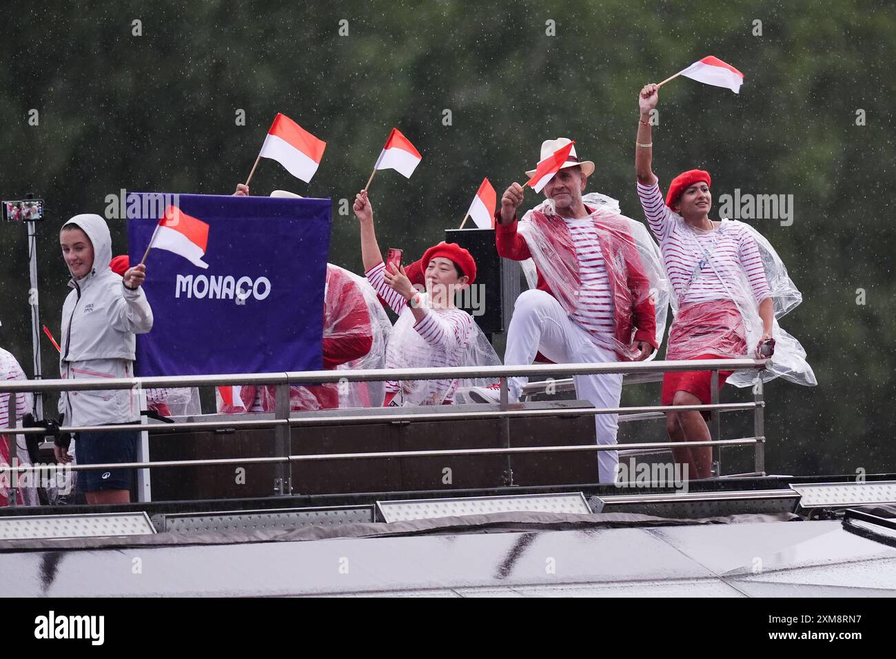 Team Monaco during the opening ceremony of the Paris 2024 Olympic Games ...